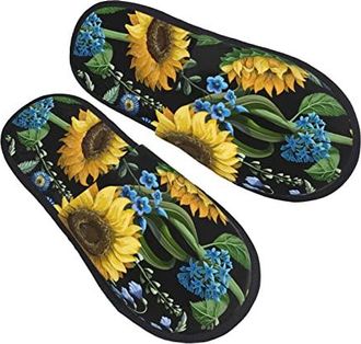 Generic Tournesols Sur Fond Noir Homme Femme Pantoufles Respirantes Chaussons L&eacute;g&egrave;res Chaussures De Maison Pour Maison Hiver Int&eacute;rieur M