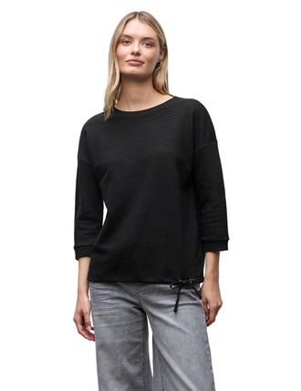 Street One Damen 3228084 Strukturmix Shirt, Schwarz, 44 EU