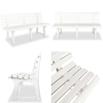 vidaXL Vidaxl - Banc de jardin 145,5 cm Plastique Blanc - Banc De Jardin - Mobilier De Jardin - Banc En Plastique - Banc Blanc - Terrasse - Home & Living