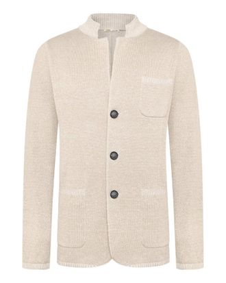 Maurizio Baldassari Cardigan in Moulin&eacute;-Qualit&auml;t mit Leinenanteil und Stehkargen in