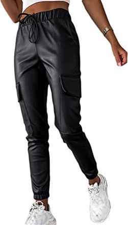 Onsoyours Pantalon skinny en similicuir, style d&eacute;contract&eacute;, parfait comme legging, pour femmes, 01 noir., S