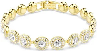 Swarovski Una Angelic Armband Rundschliff, Pavé, Mittel, Weiß, 18k vergoldet