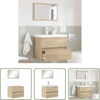 vidaXL Ensemble salle de bain - Ensemble de mobilier de salle de bain avec tiroir Ch&ecirc;ne Sonoma
