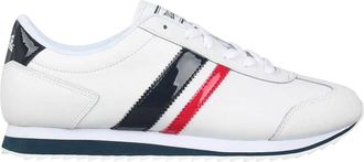 Lonsdale Russell Classic gestreift Sneaker f&uuml;r Herren, Leder (Wei&szlig;/Marine/Rot)