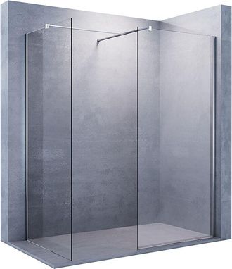 Sonni Walk In Dusche Duschwand Duschabtrennung Duschkabine mit Stabilisator Nano esg Glas 8mm 120x200cm mit 70cm Seitenteil