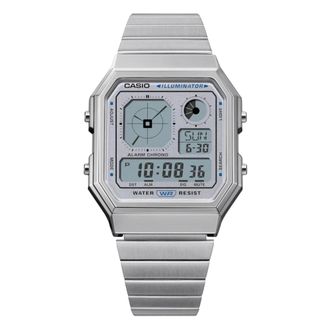 Casio unisex, Accessoires, Gris, Taille: ONE Size A130We-7Aef Bo&icirc;tier Classique avec Affichage Num&eacute;rique et Bracelet M&eacute;tallique