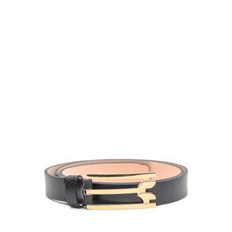 Victoria Beckham Schwarzer Lederg&uuml;rtel mit Goldener Schnalle - - Accessories - Damen - Schwarzk - 80 CM