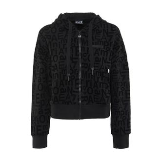 Emporio Armani Emporio Armani Ea7, Femme, Sweatshirts et sweats &agrave; capuche, Noir, Taille: 38 FR Sweat &agrave; capuche zipp&eacute; noir Sporty