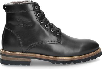 Panama Jack Herren Schnürstiefeletten Emery Igloo, Männer Stiefeletten,Lammfell,Schnürsenkel,halbstiefel,Kurzstiefel,Schwarz,40 EU / 6 UK