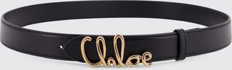 Chlo&eacute; Ceinture Iconic en cuir de veau lisse avec boucle en m&eacute;tal &agrave; logo
