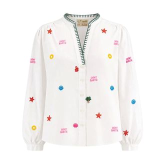 MC2 Saint Barth Femme, Blouses et Chemises, Blanc, Taille: 36 FR Allover Sea Shirt
