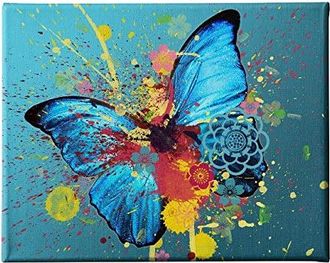 Homemania HM20KNV45x70-11 Schmetterlings-Tafel, Tiere, für Wohnzimmer, Schlafzimmer, Mehrfarbig, Polyester, Holz, 45 x 3 x 70 cm