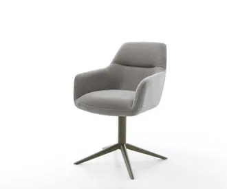 DELIFE Drehstuhl Pejo-Flex Strukturstoff Soft Grau Fu&szlig;kreuz Effektfinish Titan 360&deg; drehbar Wippfunktion Taschenfederkern, Esszimmerst&uuml;hle