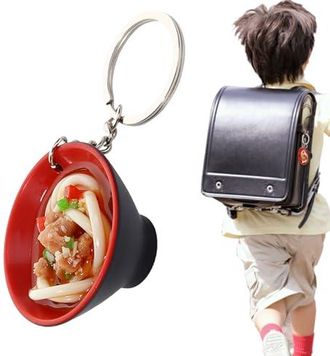 Generico Mini pendentif alimentaire - porte-cl&eacute;s simul&eacute; de 3 cm, pendentifs, dr&ocirc;les | cadeaux de No&euml;l jouets cl&eacute;s pour sac &agrave; dos charme amateur de nouilles enf