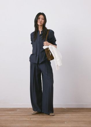 Mango Chemise fines rayures bleu marine - Femme - XL - MANGO