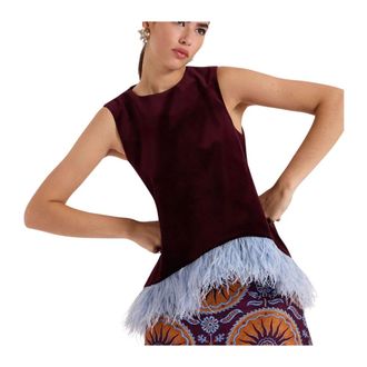 La DoubleJ Jacquard Top mit Makramee-Quasten - - Tops - Damen - Rot - XS
