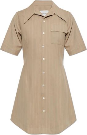Ami Femme, Robes, Beige, Taille: 36 FR Robe en laine &agrave; rayures