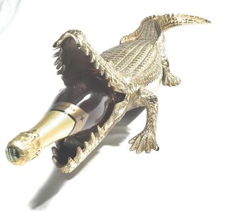 Generic Sekthalter, goldene Alligator-Statue, Antik-geschmiedet, handgefertigt