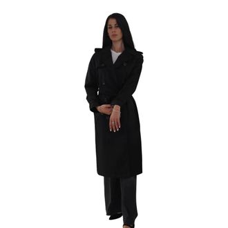 Ralph Lauren Long imperm&eacute;able noir pour femme - Femme - Manteaux - Noir - Taille: 42 FR