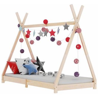 vidaXL Vidaxl - Lit pour les enfants en bois massif de rideau de pino indien diverses dimensions Taille : 90x200 cm