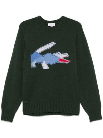 Lacoste Pullover mit Kroko-Muster - Gr&uuml;n