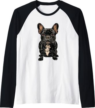 Whyitsme Design Schwarze franz&ouml;sische Bulldogge Illustration Raglan