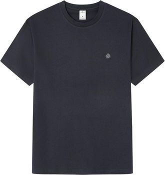 Springfield Herren Basic Ss T-Shirt with Tree Embroidery Besticktes, blau, XL