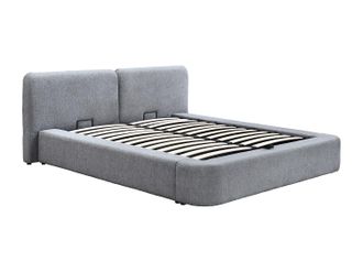 Vente-Unique Bett mit Stauraum 140 &times; 190 cm - Stoff - Grau - JUDALO by Maison C&eacute;phy