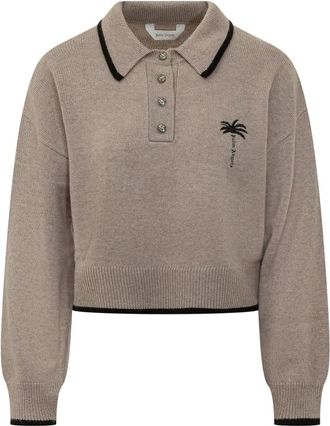 Palm Angels Langarm Poloshirt - - Tops - Damen - Beige - S