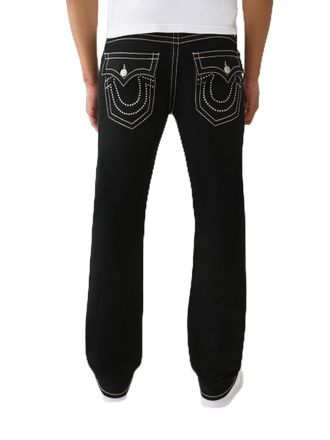 True Religion Herren Ricky Big T Flap Straight Jeans, Rinse Black, 36 W