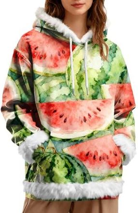 Generic Sweat à capuche surdimensionné de Noël pour homme et femme - Bordure unie - Manches longues - Avec poches - Pull de Noël 2025 pour femme - Moelleux, P