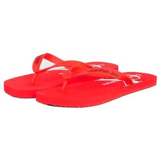 Calvin Klein Pantoufles de chaise de plage en TPU pour homme, Rouge ardent/blanc vif, 10 US