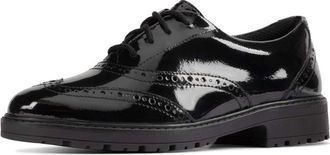 Clarks Loxham Brogue Youth Lackschuhe in Schwarz, Standard-Passform, Größe 37, Black Pat, 20 EU