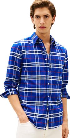 Tommy Hilfiger Herren Hemd Brushed Oxford Check Regular Fit, Mehrfarbig (Wedge Blue/Check), M