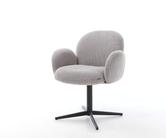 DELIFE Drehstuhl Nube-Flex mit Armlehnen Cord Silbergrau Fu&szlig;kreuz Schwarz 360&deg; drehbar Taschenfederkern, Esszimmerst&uuml;hle