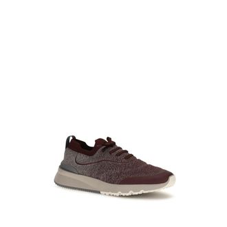 Brunello Cucinelli Mens Bordeaux Cotton Athletic Sneakers