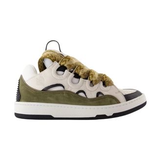 Lanvin Femme, Chaussures, Blanc, Taille: 36 EU Blanc/Khaki Curb Baskets Chaussures Synth&eacute;tiques