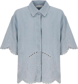 Zimmermann Femme, Blouses et Chemises, Bleu, Taille: 40 FR Daylight Denim Shirt