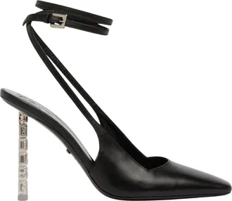 GCDS Gcds, Femme, Chaussures, Noir, Taille: 36 EU Slingback en cuir avec cha&icirc;ne logo