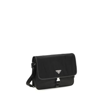 Prada Mens Black Recycled Polyamide Shoulder Bag