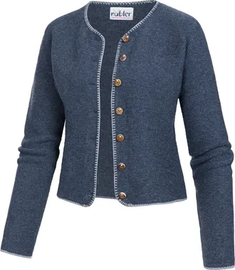 N&uuml;bler Strickjacke N&Uuml;BLER Dirndlstrickjacke Maria, Damen, Gr. 32, blau, Obermaterial: 50% Wolle mw. 30% Nylon NY. 20% Polyester PES., Strickjacken Strickjack
