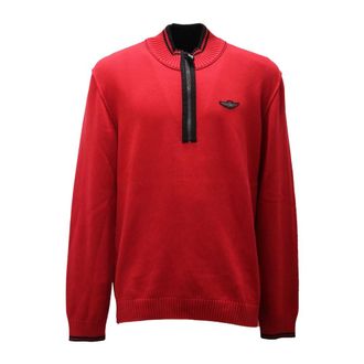 Aeronautica Baumwollpullover Halbzip-Stil - - Knitwear - Herren - Rot - S