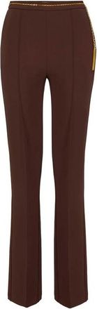 Elisabetta Franchi Femme, Pantalons, Brun, Taille: 38 FR Pantalon en crêpe léger avec chaîne bijou