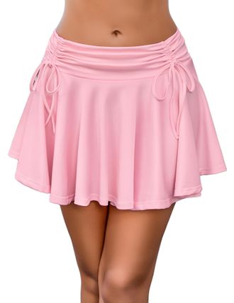 Avidlove Damen Mini Rock Sexy Dehnbaren Faltenrock Kurz Hohe Taille Plisseerock A-Linie Minirock Schule M&auml;dchen R&ouml;cke Skater Sportrock Rave Party Skirts Rosa M