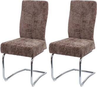 Hhg Lot de 2 chaises de salle à manger 125, chaise de cuisine cantilever chaise inclinable, métal tissu/textile chenille, bleu-vert