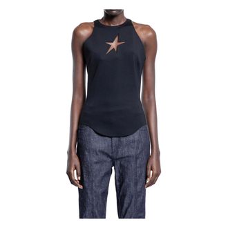 MUGLER Femme, Tops, Noir, Taille: 36 FR Haut noir sans manches avec &eacute;toiles