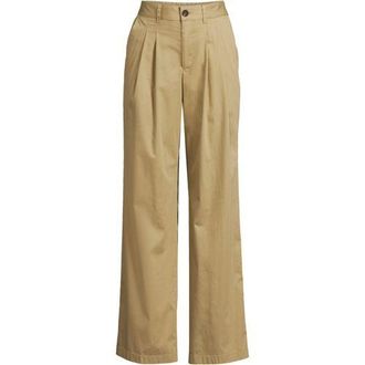 Lands End Chinohose High Waist mit weitem Bein, Damen, Gr&ouml;&szlig;e:46 regular, Braun, Baumwolle/Elasthan, by Lands End