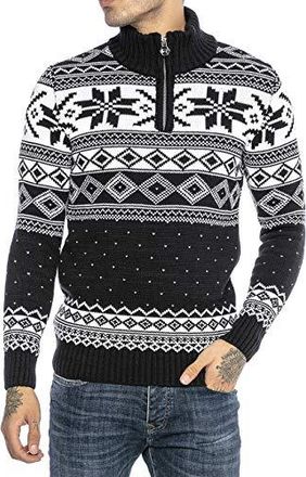 Red Bridge Pull tricoté pour Homme Chandail norvégien à col Montant Bleu S