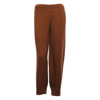 Akep Gestrickte gerade Hose - - Trousers - Damen - Braun - XS