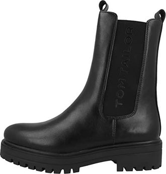 Tom Tailor Femme 4294812 Bottine Chelsea, Noir, 39 EU